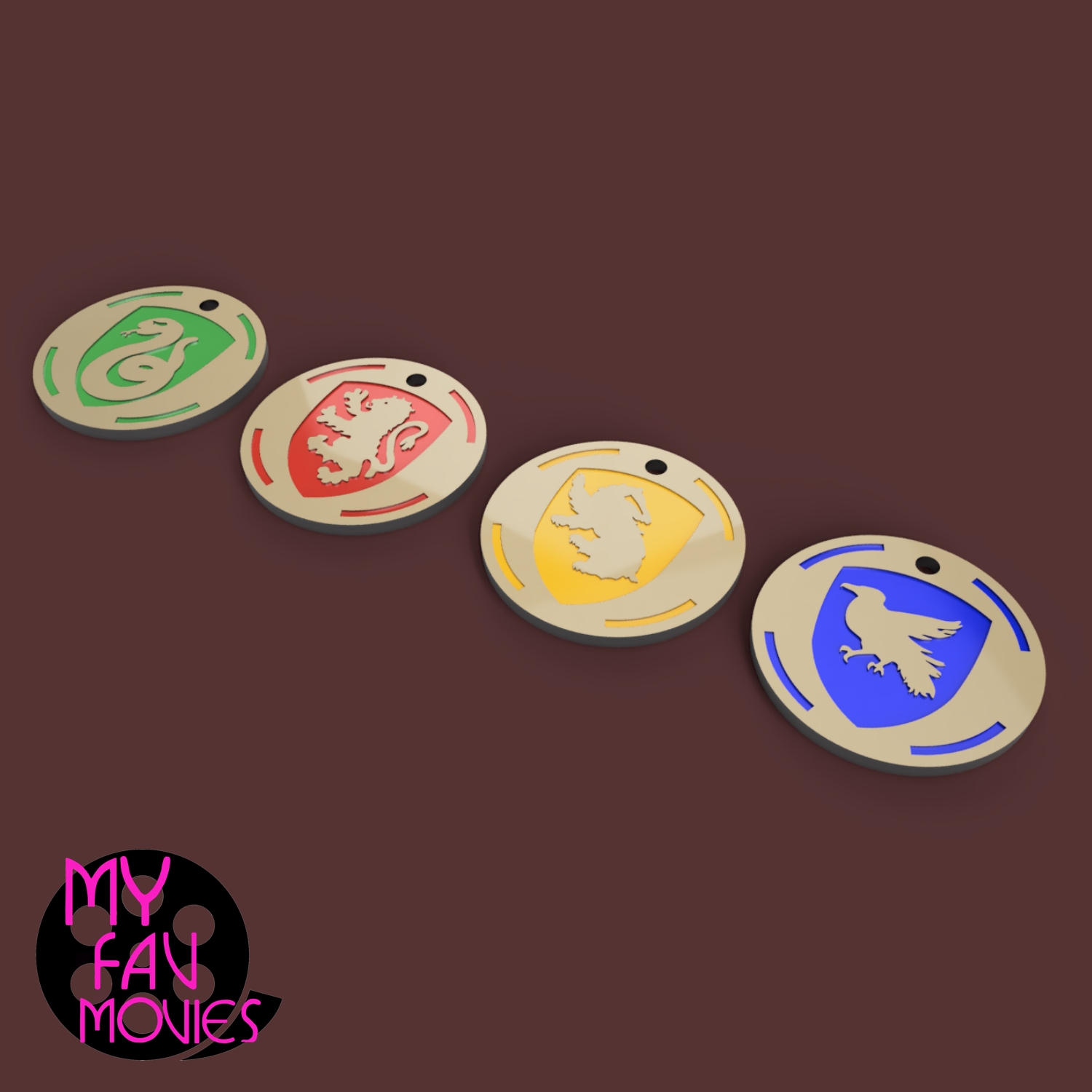 Free STL file Hogwarts houses key chain 🏘️ ・3D printable object to ...