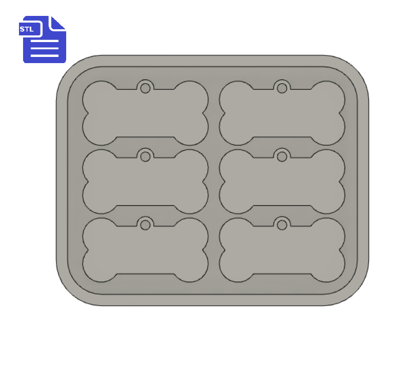 🦴 Bone Dog Collar Tag with hoop Silicone Mold Tray・ 3D File for ・Cults