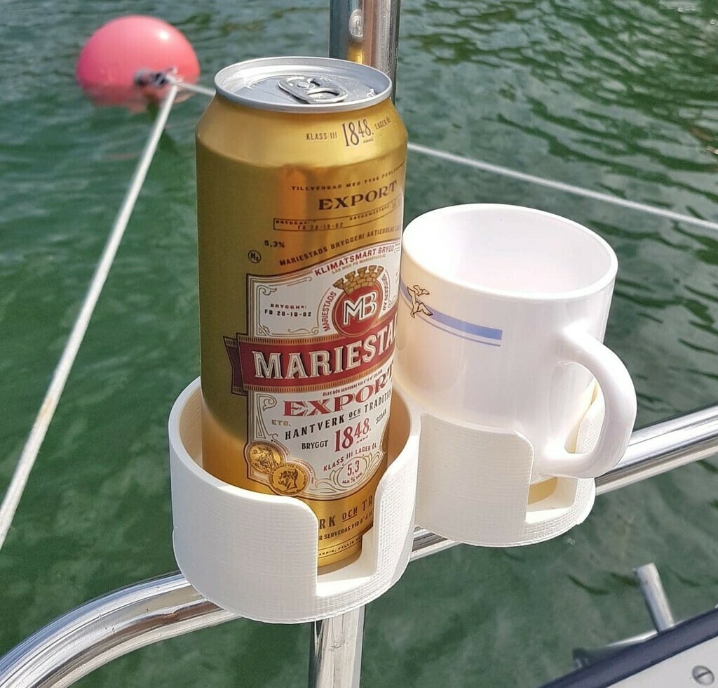 🍺 Rail mounted cup/can holder for boats・Free 3D File for ・Cults
