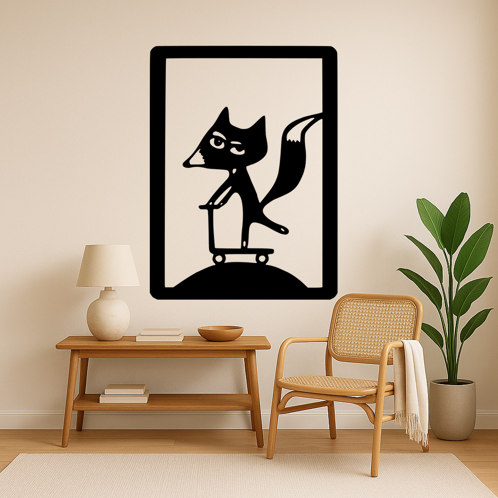 🦊 Fox Scooter - Wall Art Onecolor・ 3D File for 3D printing・Cults