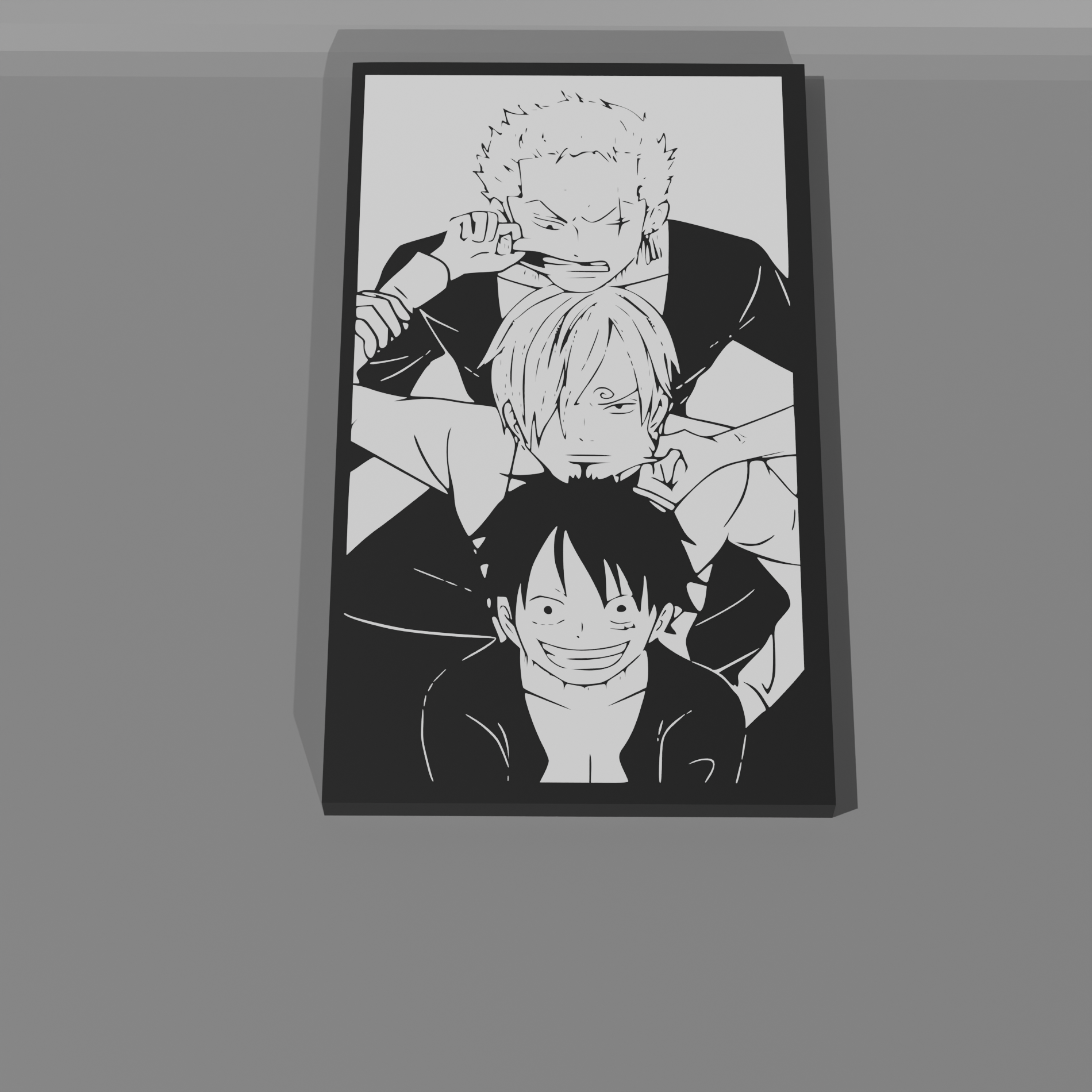 Zoro Luffy Sanji Black And White Drawing