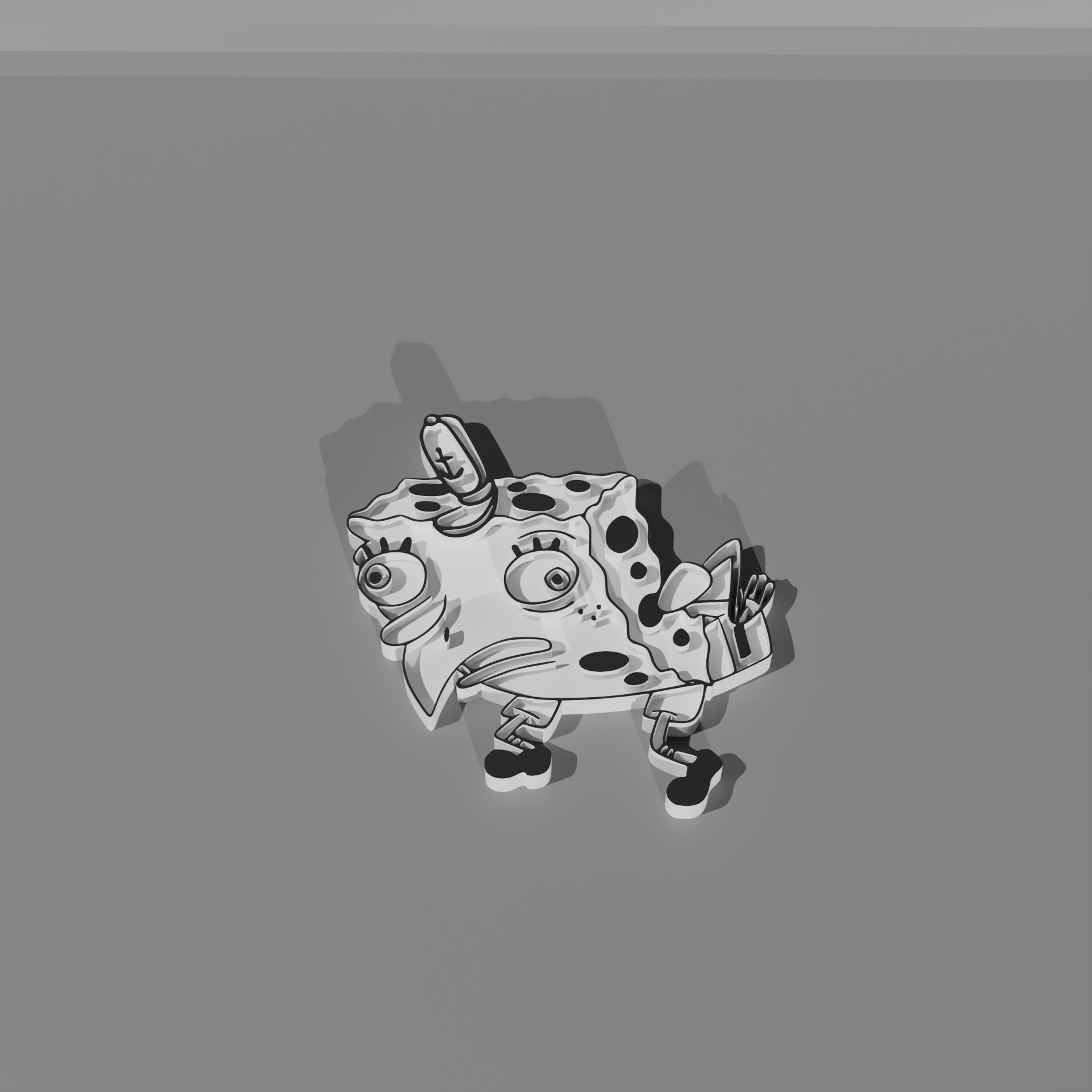🧽 Derp Sponge Bob - Wall Art Onecolor・ 3D File for 3D printing・Cults
