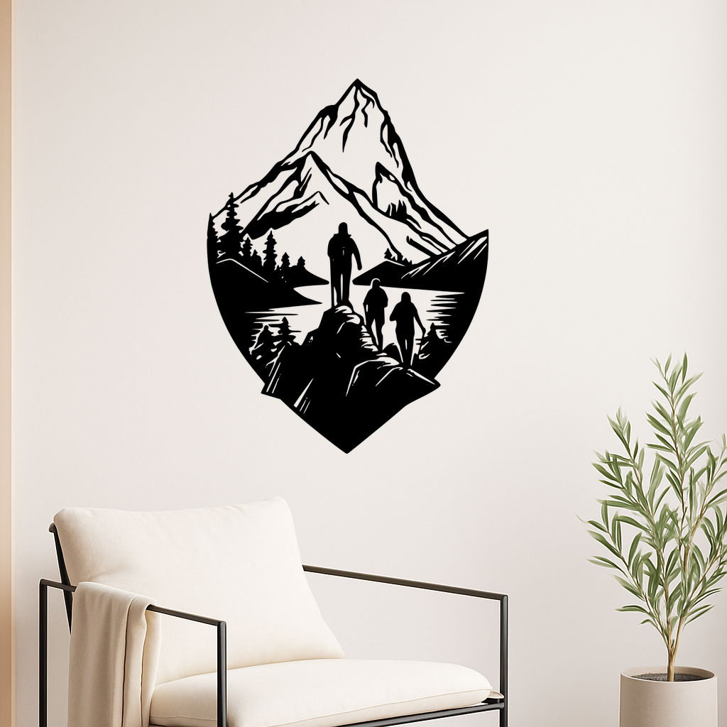 🥾 Hiking Mountain Adventure - Wall Art Onecolor・ 3D File for 3D ...