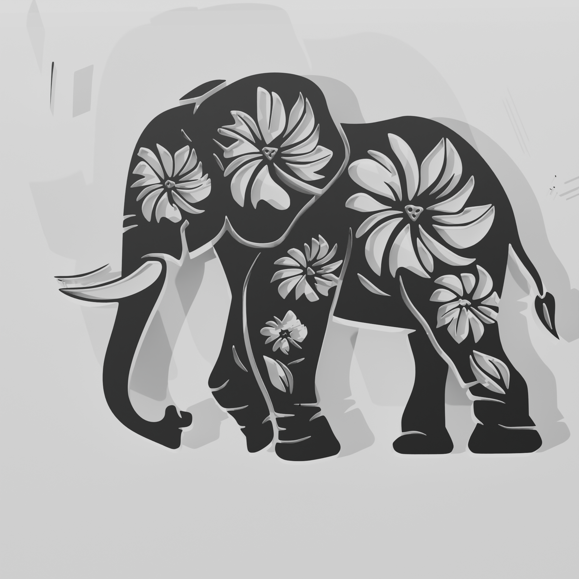 🪷 Lotus Elephant Decorative - Decor Wall Art Onecolor・ 3D File for 3D ...