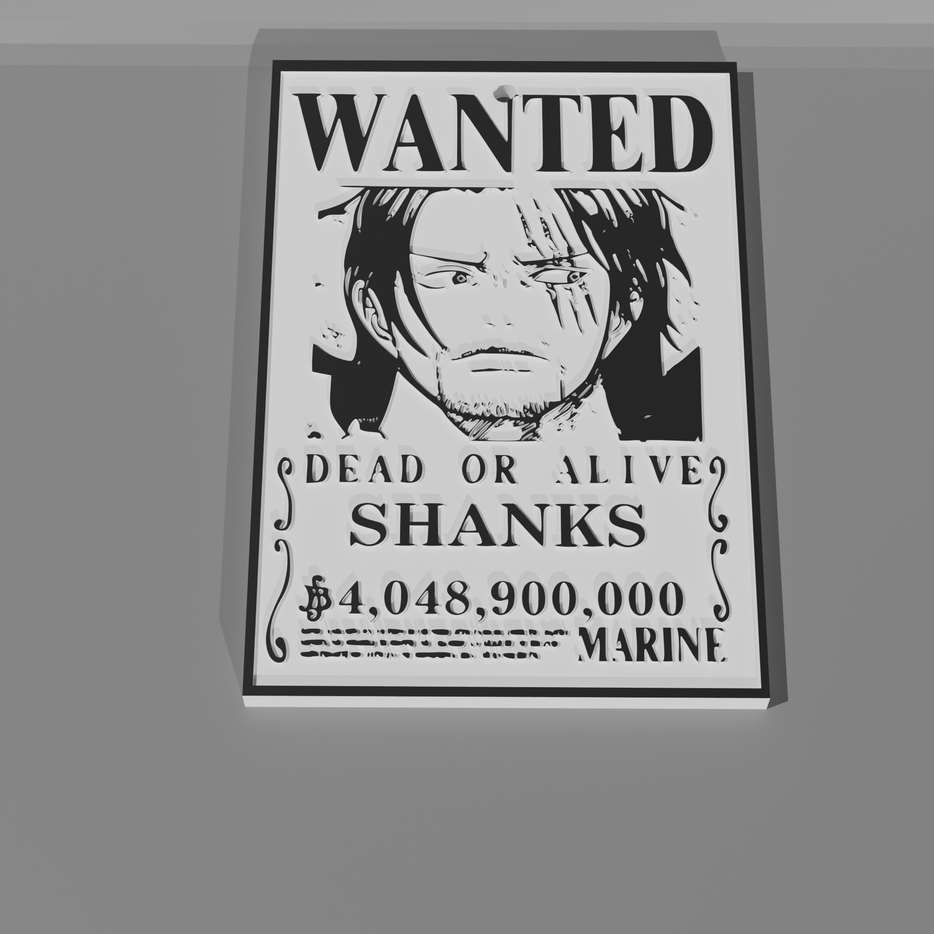 👾 Shanks Wanted Poster One Piece - Keychain_Onecolor・ 3D File for 3D ...