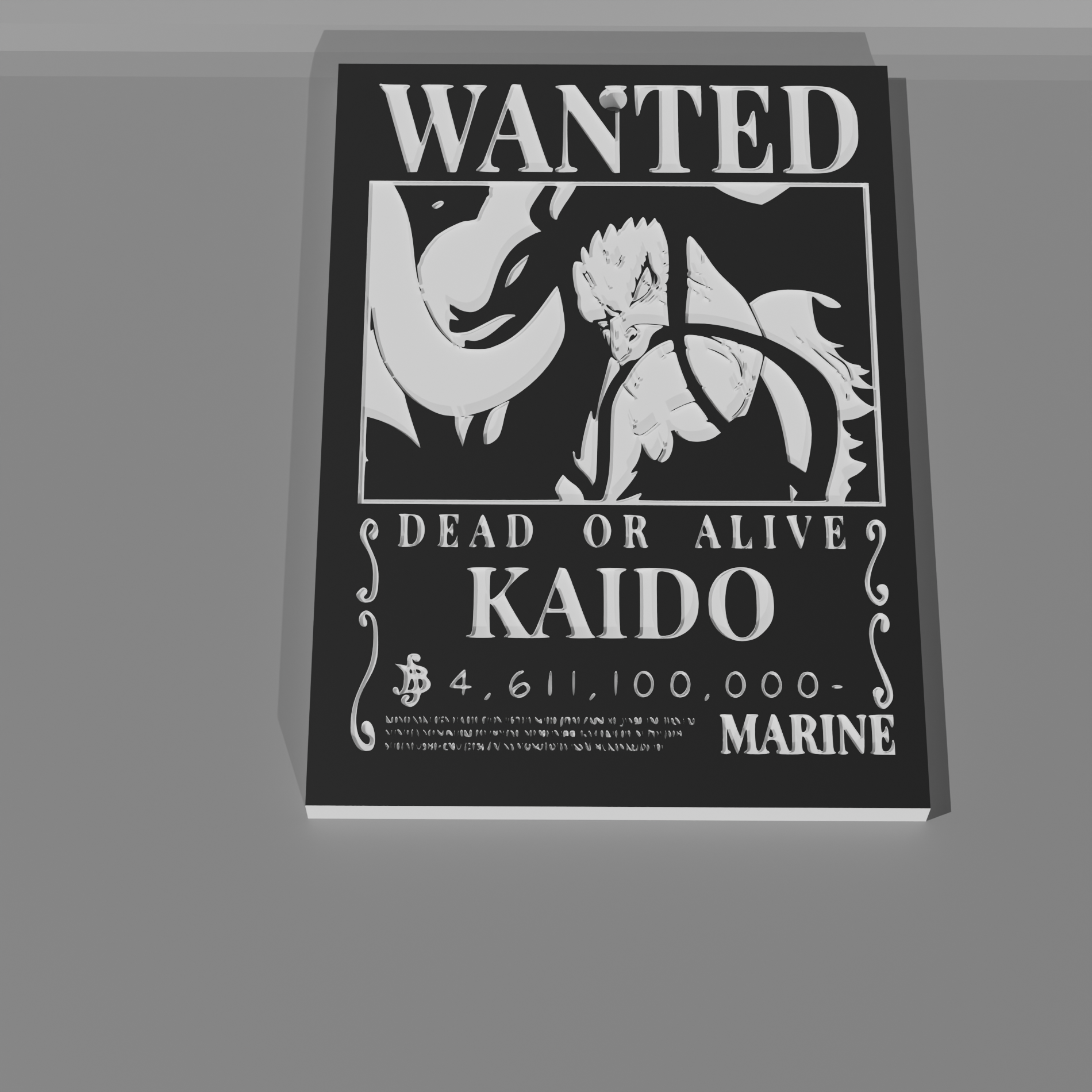 👾 Kaido Wanted Poster One Piece - Keychain_Onecolor・ 3D File for 3D ...