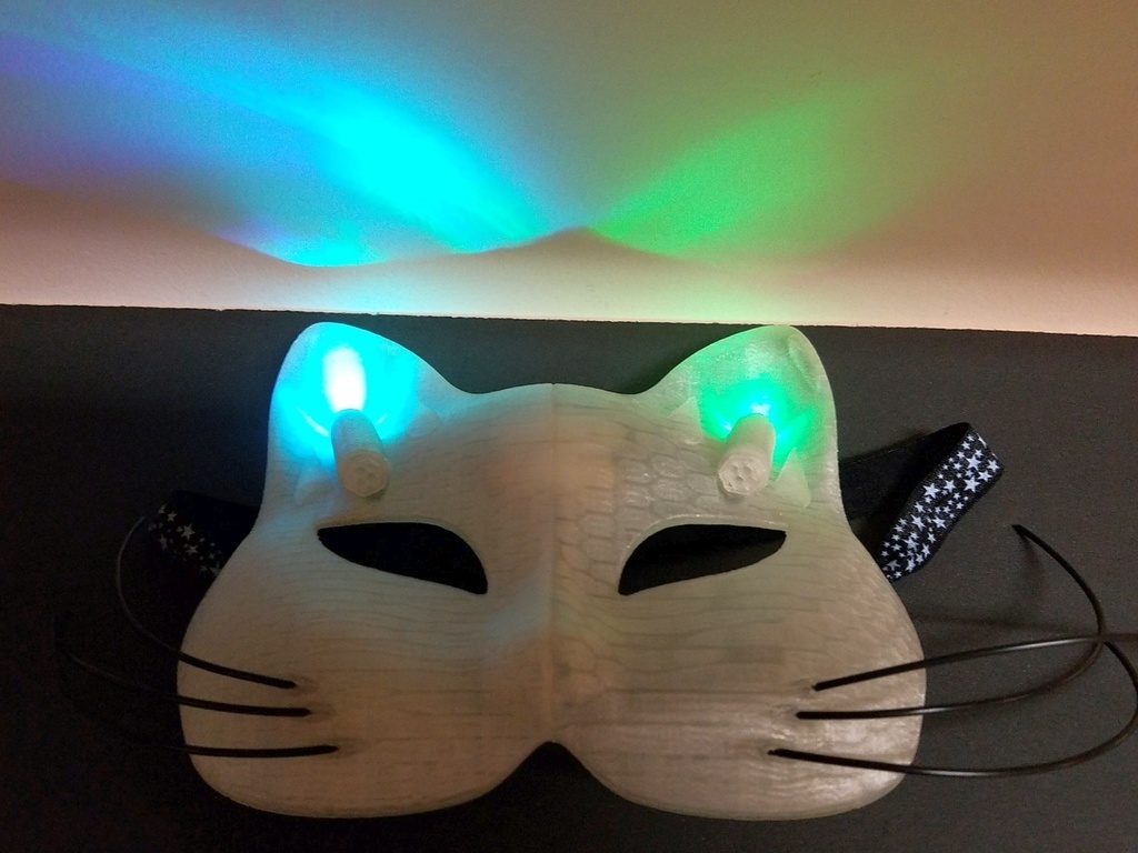 🐱 LED Cat Masquerade Mask・Free 3D File for ・Cults