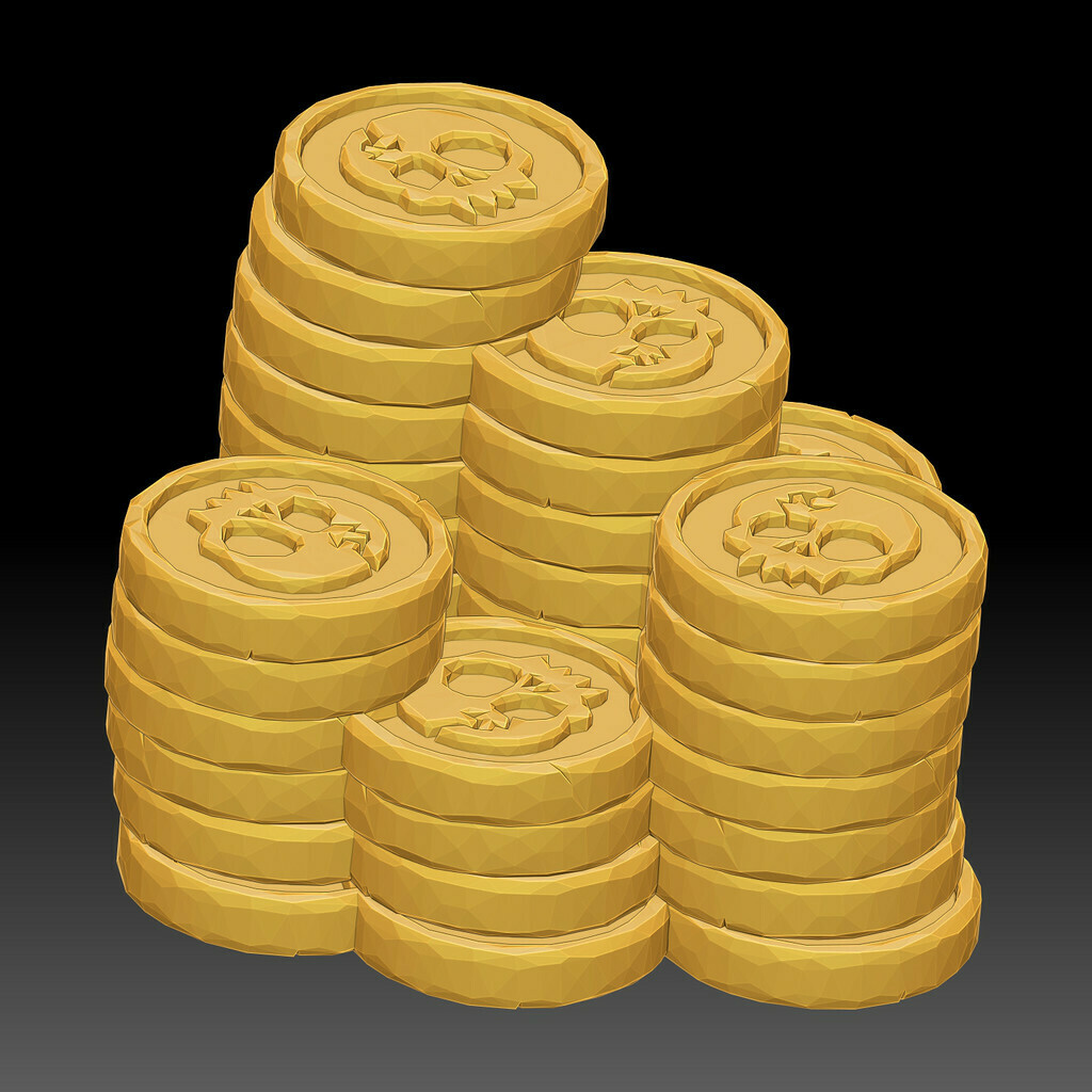 Free 3D file Pirate Coin Pile (LOW POLY) 🏴‍☠️ ・Model to download and 3D ...