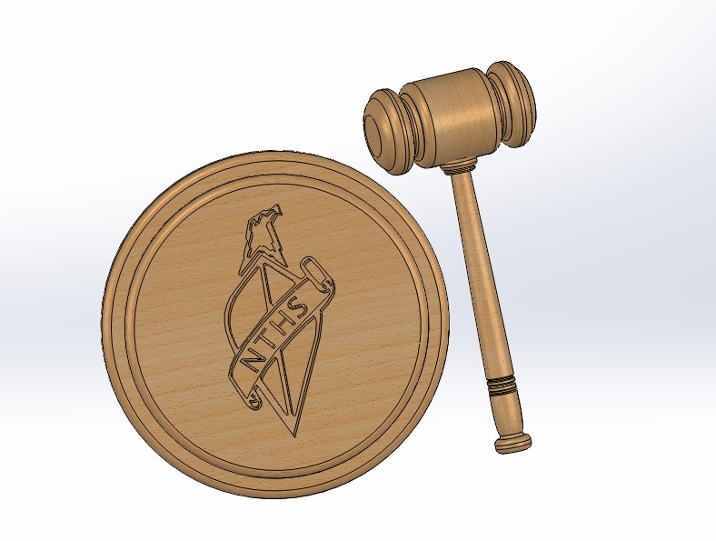 🛠️ Gavel and Plate with NTHS emblem・Free 3D File for ・Cults