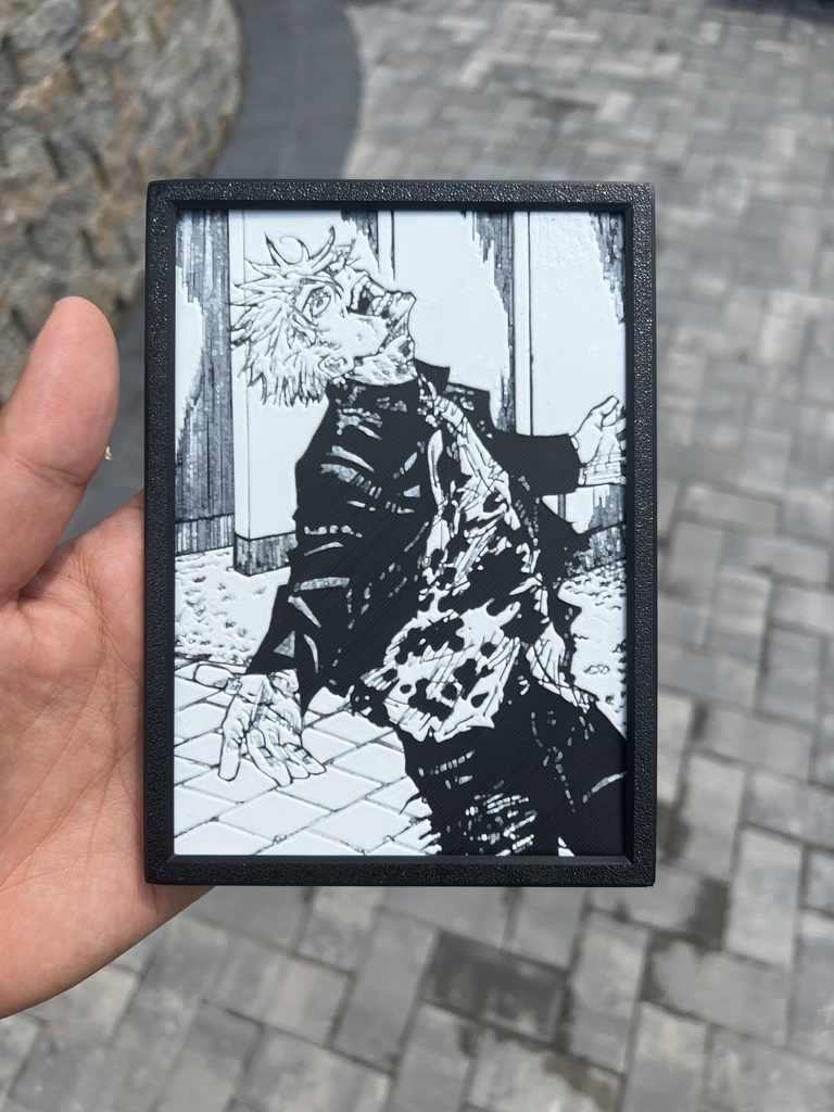 💬 Gojo Satoru Manga Panel - made w/ HueForge・Free 3D File for ・Cults