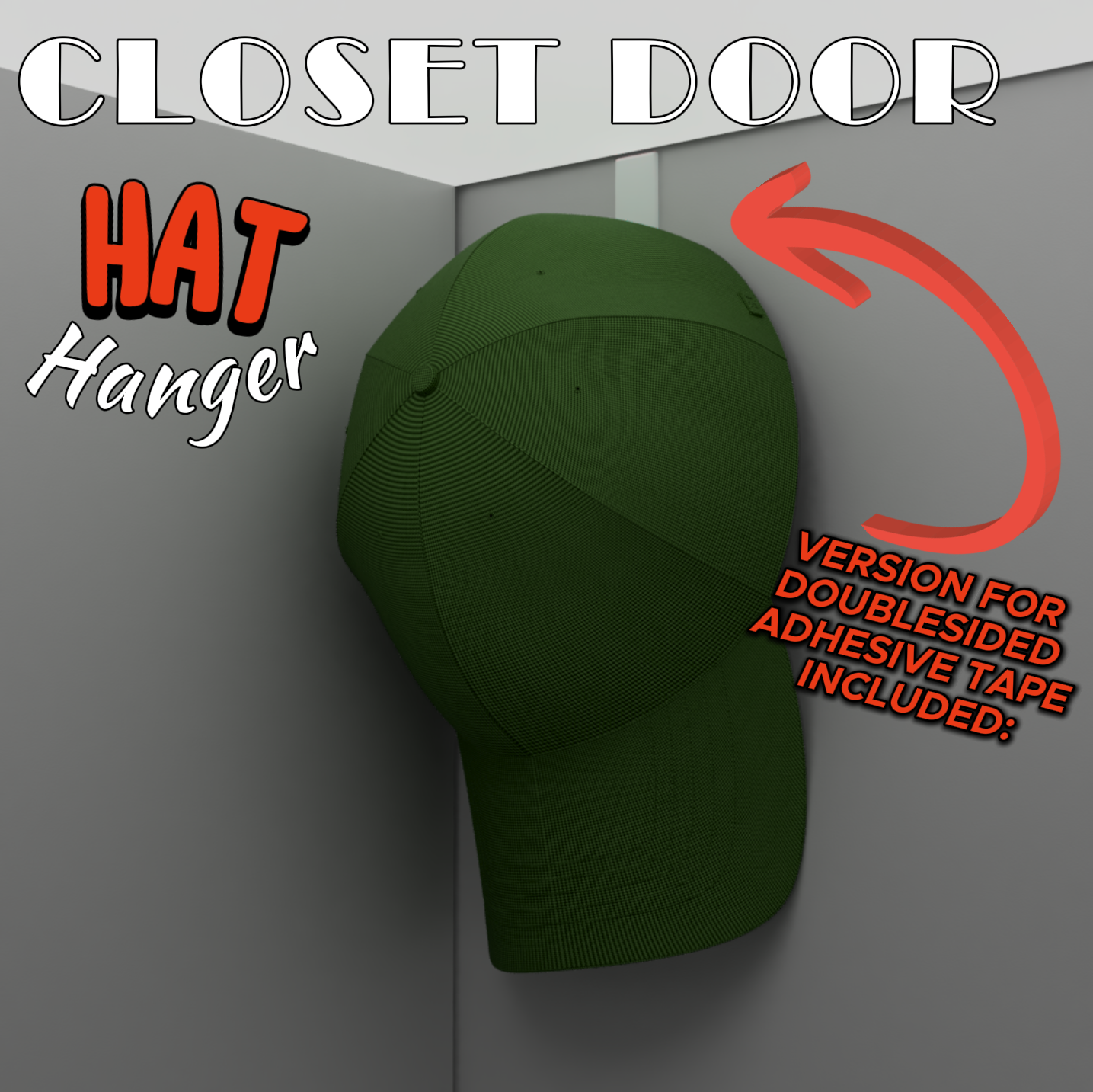 🚪 Closet Door Hanger for Baseball cap・Free STL File for 3D printing・Cults