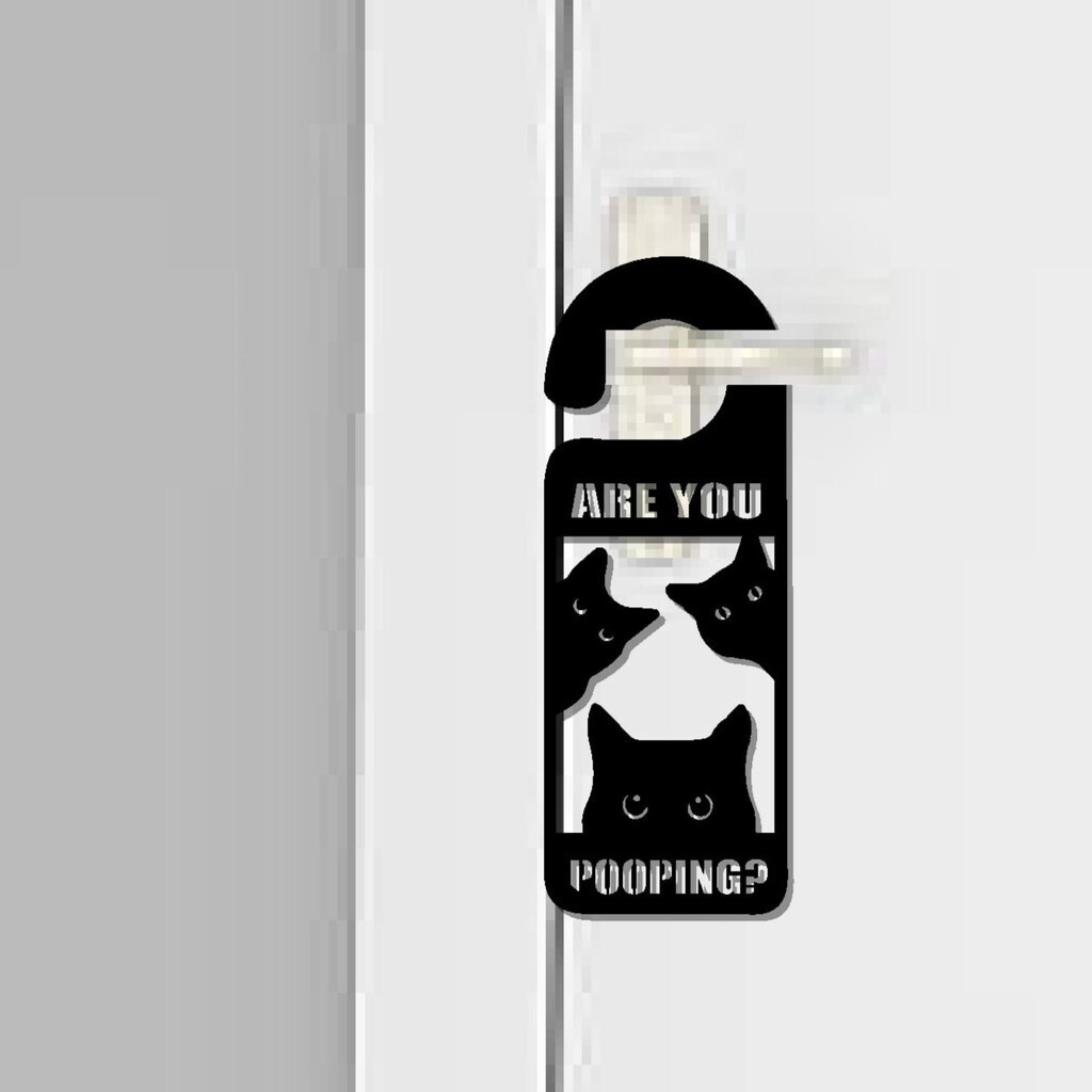 🫵 Are you pooping? Cat Bathroom door handle Sign・Free 3D File for ・Cults