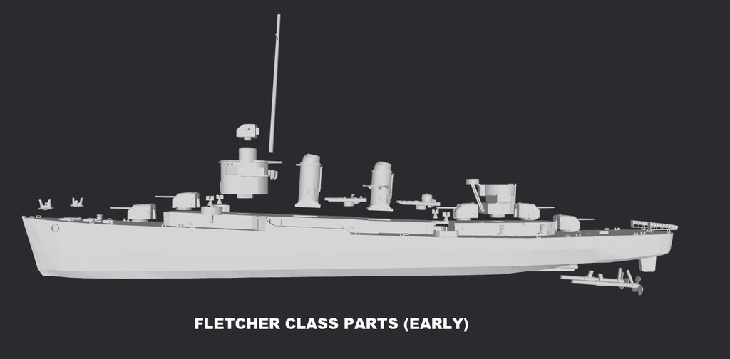 👽 Fletcher Class Destroyer (Early) – Parts・Free 3D File for ・Cults