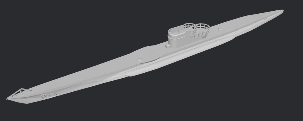 🏗 U-Boat Type VIIC (Long tower) Waterline・Free 3D File for ・Cults