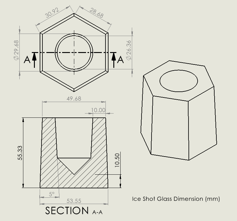🧊 Functional Ice Shot Glass Mold (Half Shot) Hexagon・Free 3D File for ...