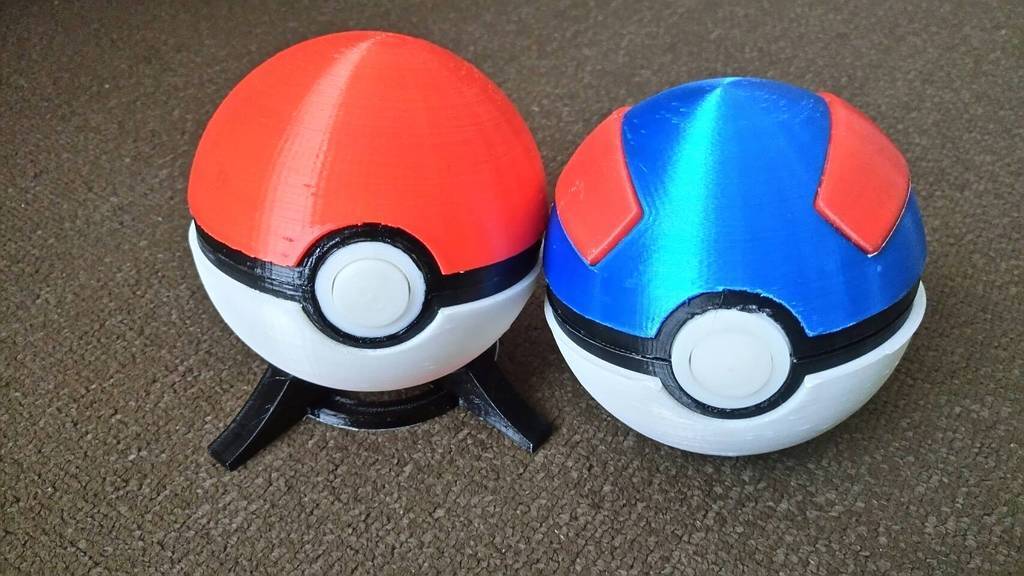 3D print Pokeball (with button-release lid)・Cults