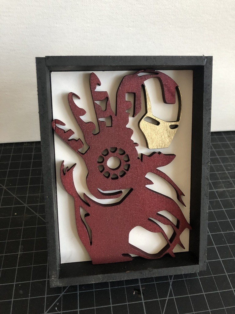 👨 Lasercut Iron Man Shadow Box・Free 3D File for CNC machining - Laser ...