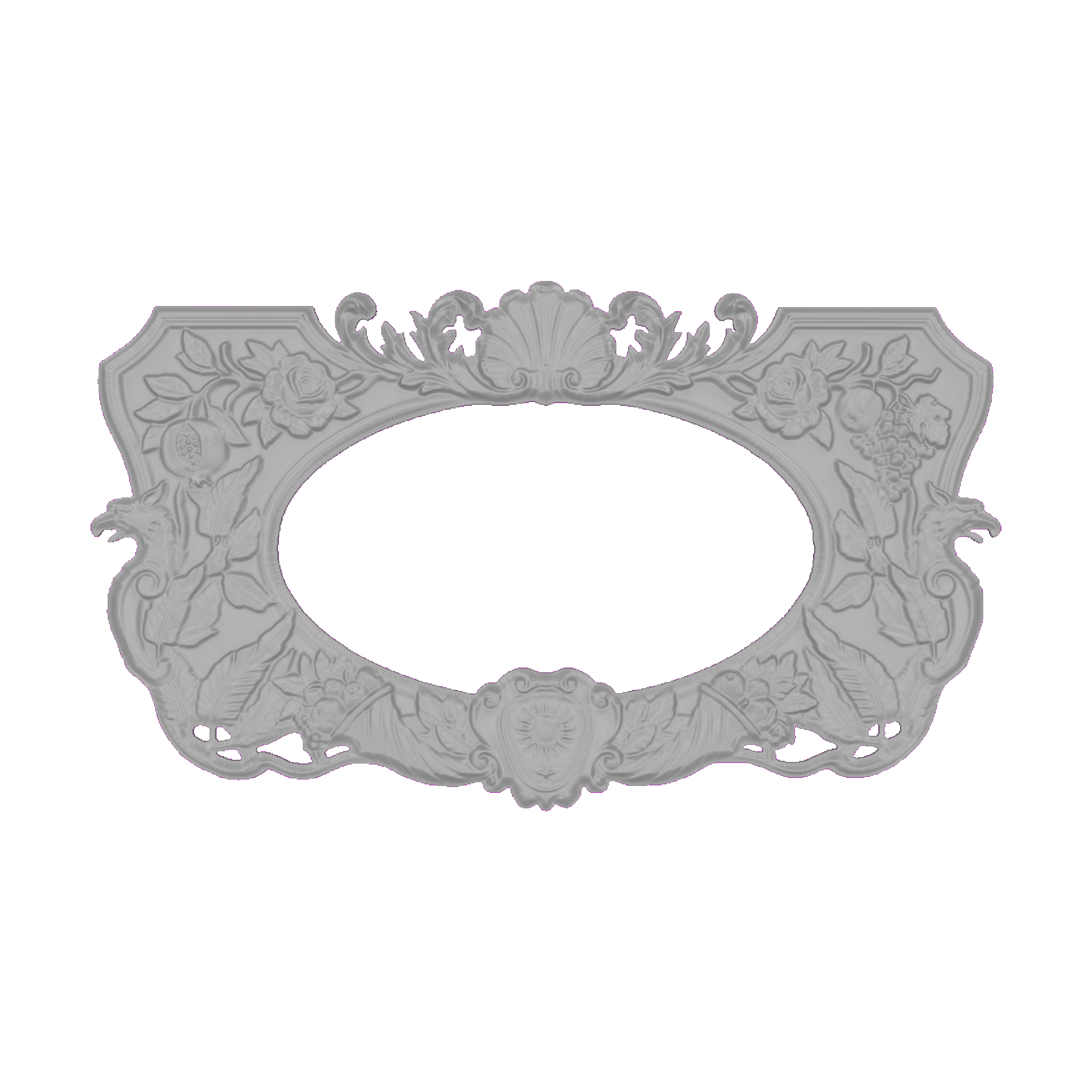 🖼️ Baroque Oval-in-Rectangle Frame with Shell Crest and Roses - Wall ...