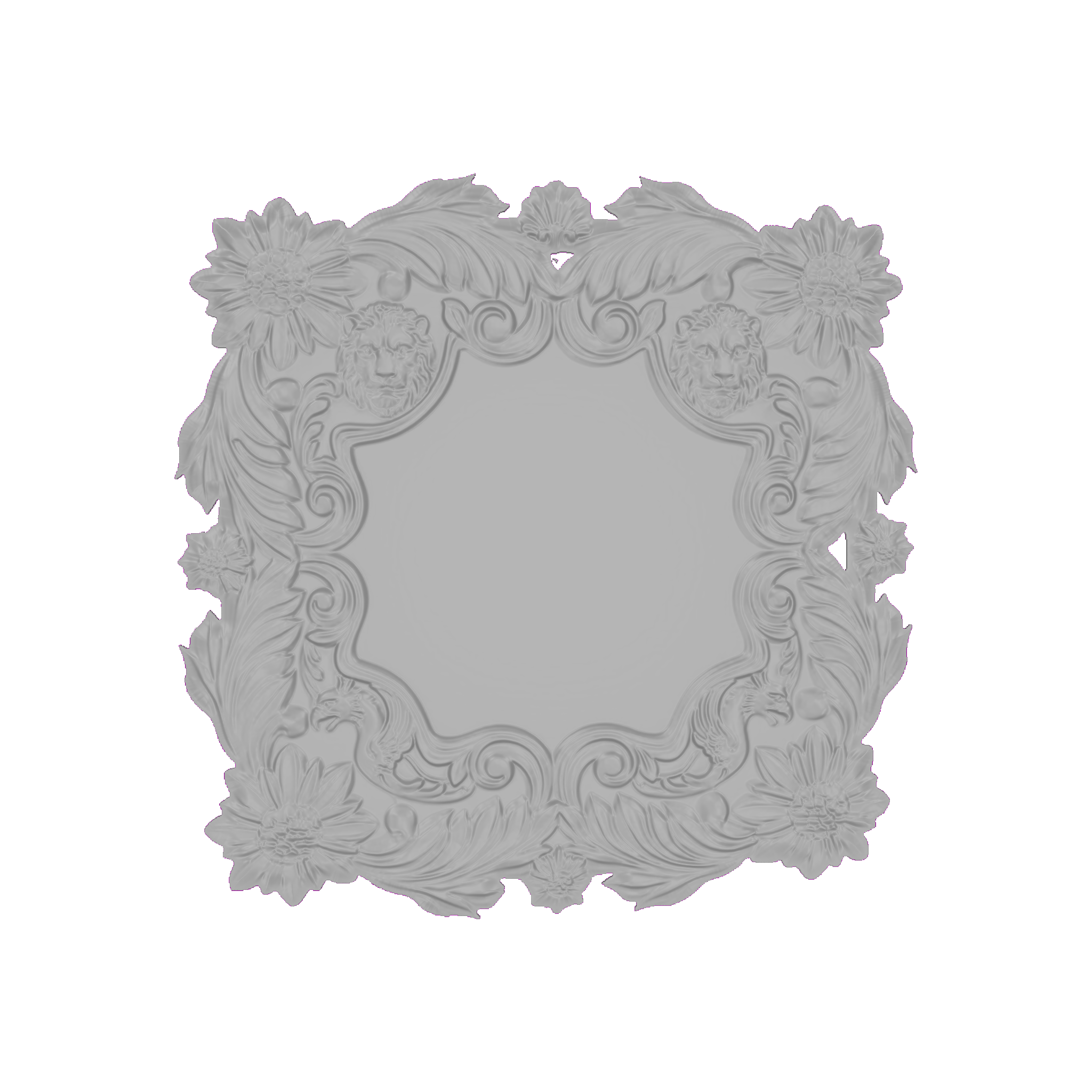 🟪 Baroque Square Frame with Sunflower Florals and Lion Masks - Wall ...