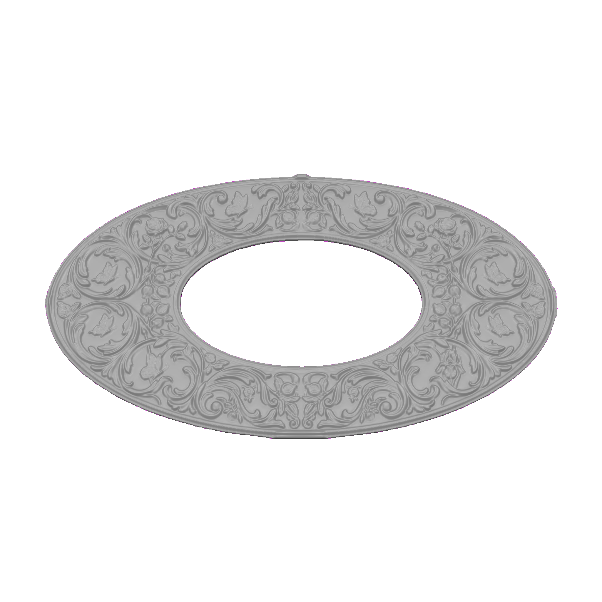 🖼️ Flat Oval Frame with Baroque Scroll and Rose Medallions - CNC & 3D ...