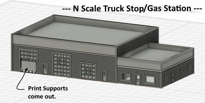 🚚 N Scale Truck Stop with Gas Station Entrance.....・Free 3D File for ・Cults
