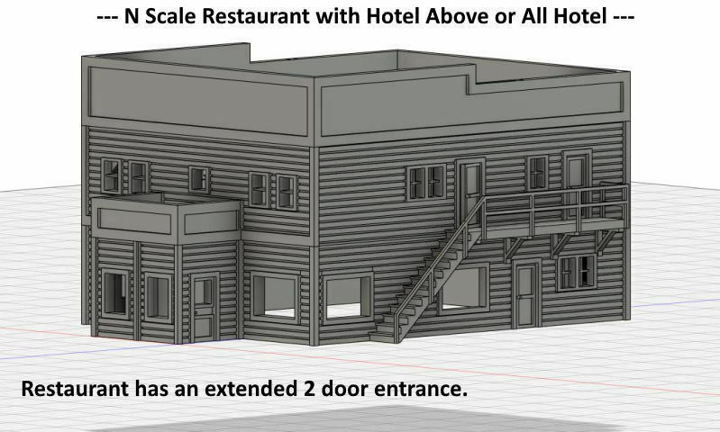 🏨 N Scale Hotel or Restaurant with Sleeping Rooms Above....・Free 3D ...