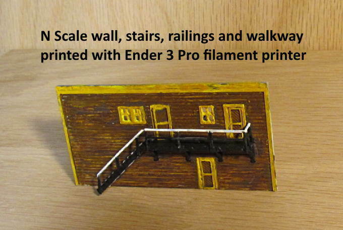 Free 3D file N Scale - Stairs, walkway, railings, braces and a building ...
