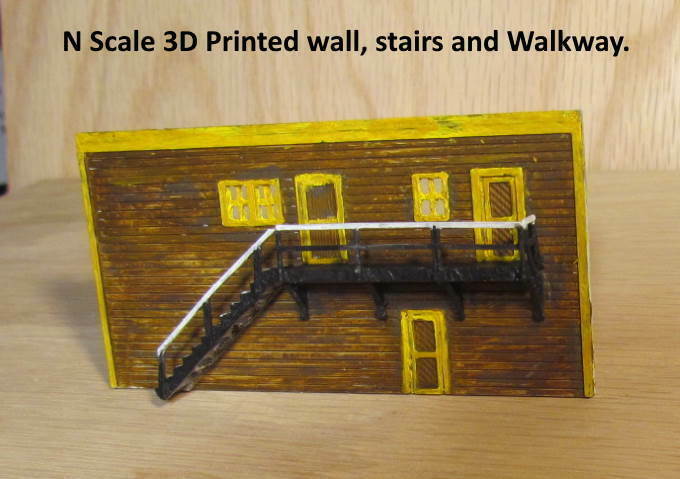 Free 3D file N Scale - Stairs, walkway, railings, braces and a building ...