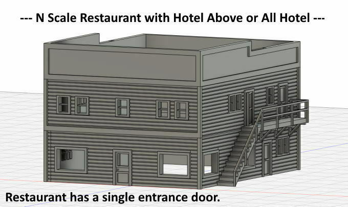 🏨 N Scale Hotel or Restaurant with Sleeping Rooms Above....・Free 3D ...