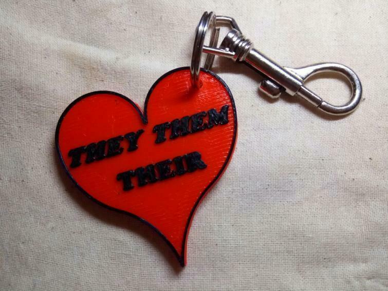 💜 They Them Their Pronouns Heart・Free 3D File for ・Cults