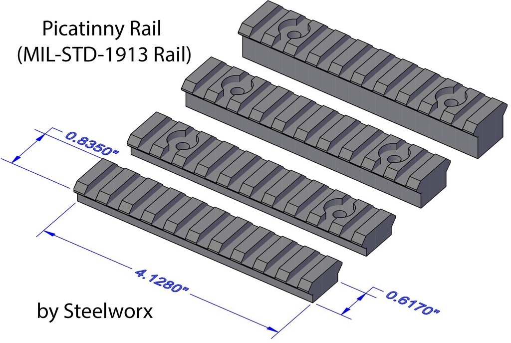 ⚽ Picatinny Rail or MIL-STD-1913 Rail (3 Heights)・Free 3D File for ・Cults