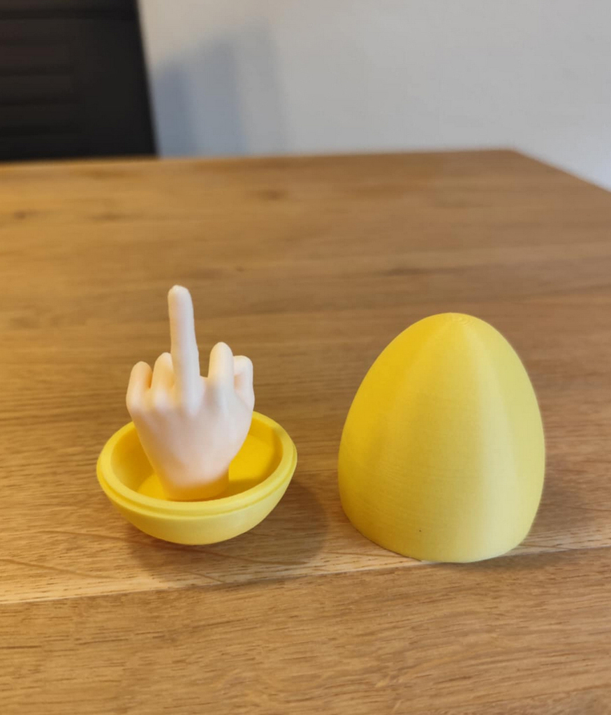 🥚 Middle finger joke egg・Free 3D File for ・Cults