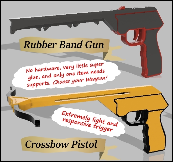 🔫 Crossbow Pistol/Rubber Band Gun・Free 3D File for ・Cults