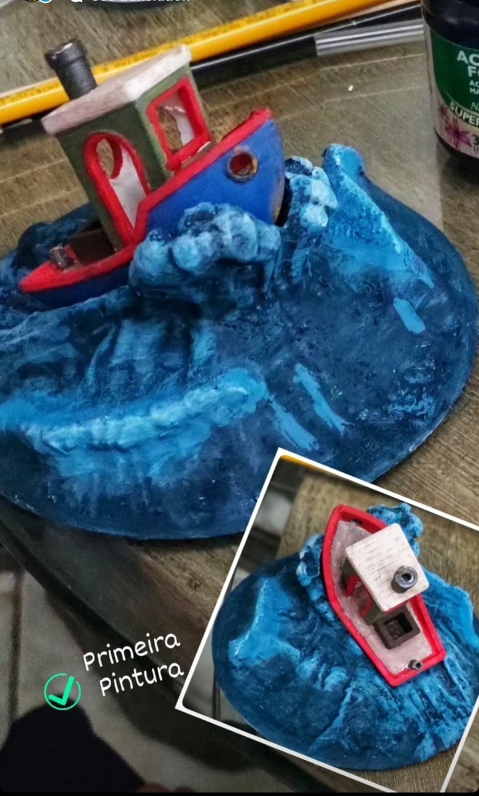 3D printing Benchy at Sea | Wave Display・Cults