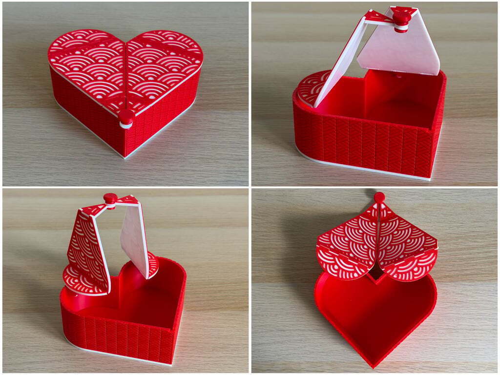 💜 Origami Heart Box・Free 3D File for ・Cults