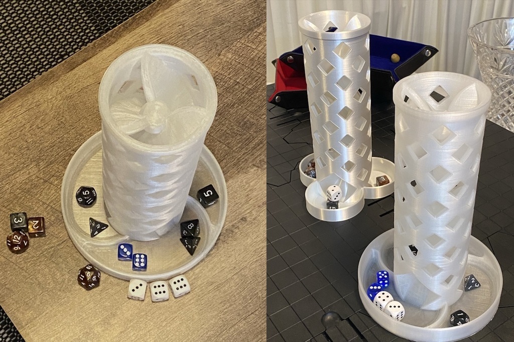 🎲 Dice Tower - Triple Helix / Spiral with Dice Tray・Free 3D File for ・Cults