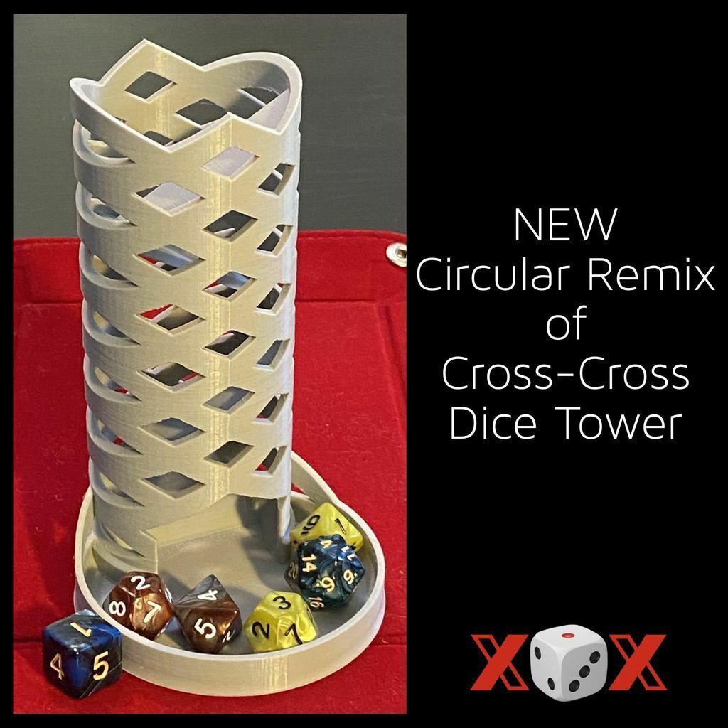 Criss Cross Dice Tower - Circular Remix・Free 3D File for ・Cults