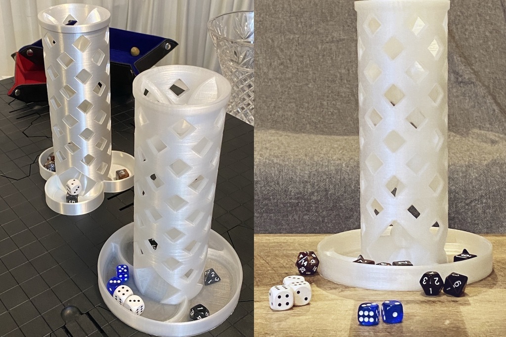 🎲 Dice Tower - Triple Helix / Spiral with Dice Tray・Free 3D File for ・Cults