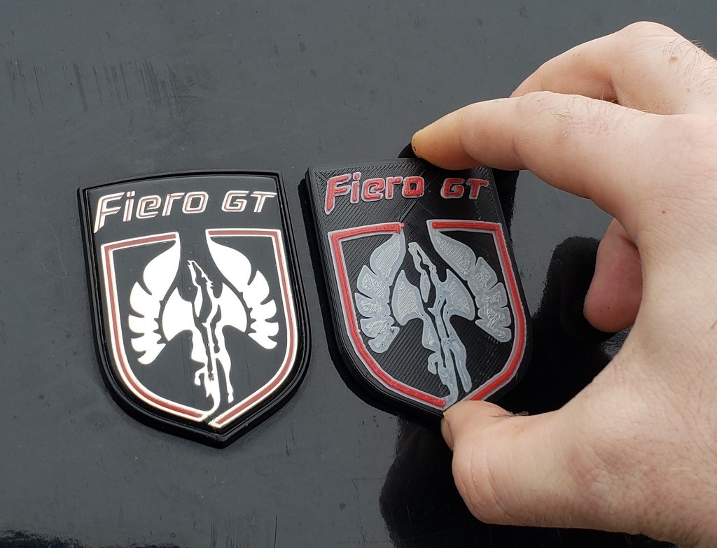 📛 Fiero GT front fascia badge (OE-style)・Free 3D File for ・Cults