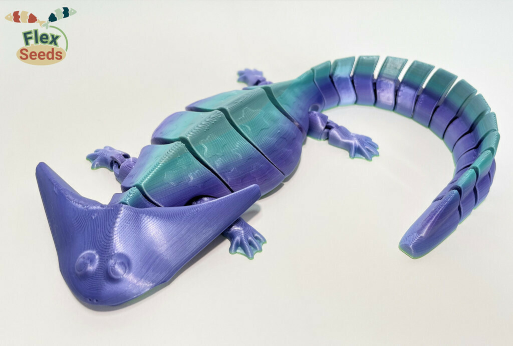 🦎 Flexi Diplocaulus(print-in-place)・Free 3D File for ・Cults