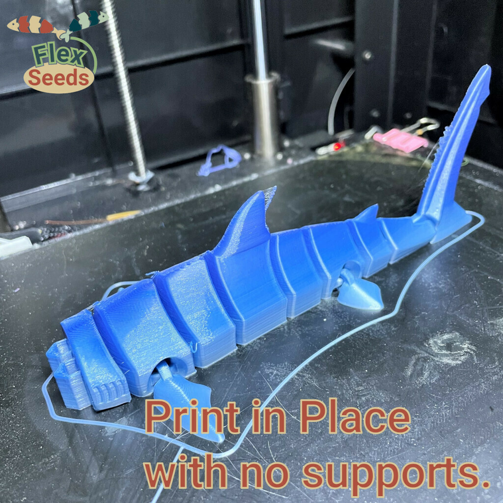 🐅 Flexi Tiger Shark (print-in-place)・Free STL File for 3D printing・Cults
