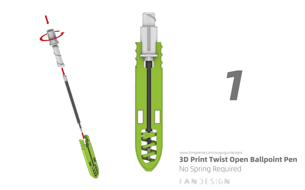 Free 3D file Ballpoint Pen - Twist Open Without Spring 🖊️ ・3D printable ...