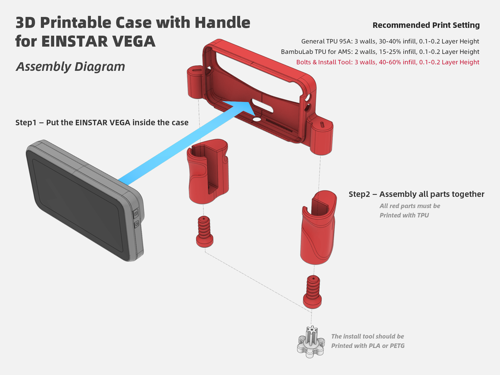 📱 3D Printable Case with Handle for EINSTAR VEGA・Free 3D File for ・Cults