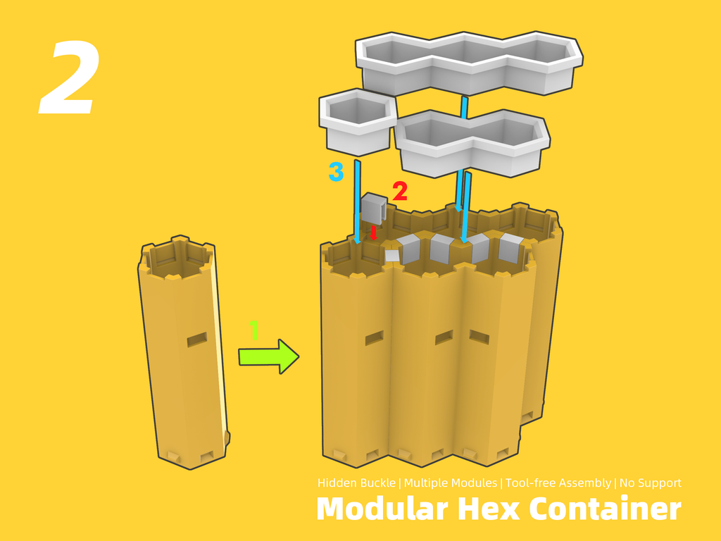 Free 3D file Modular Hex Container 📦 ・Object to download and to 3D print・Cults