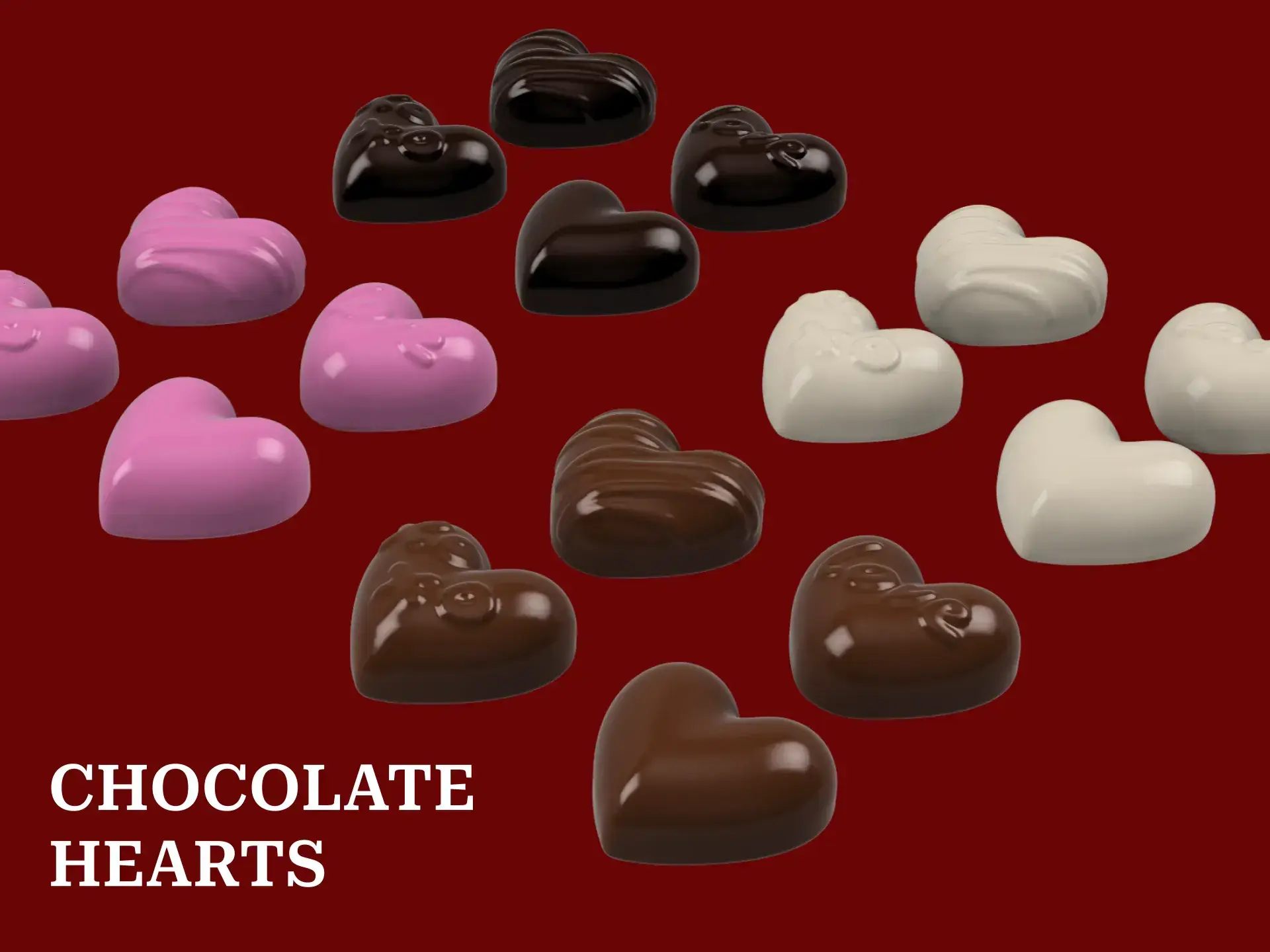 🍫 Chocolate hearts・Free STL File for 3D printing・Cults