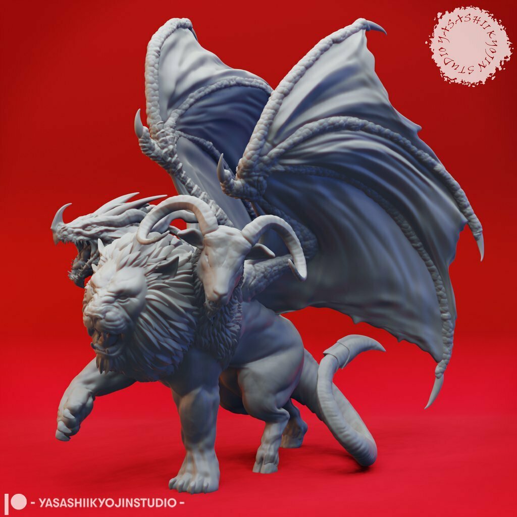 🎲 Chimera - Tabletop Miniature・Free 3D File for ・Cults