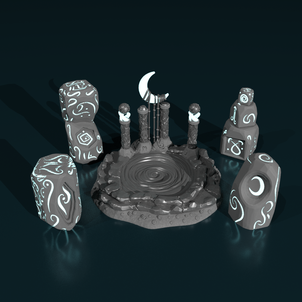 🧚 Magical Nightwell and Runic Stones・Free 3D File for ・Cults