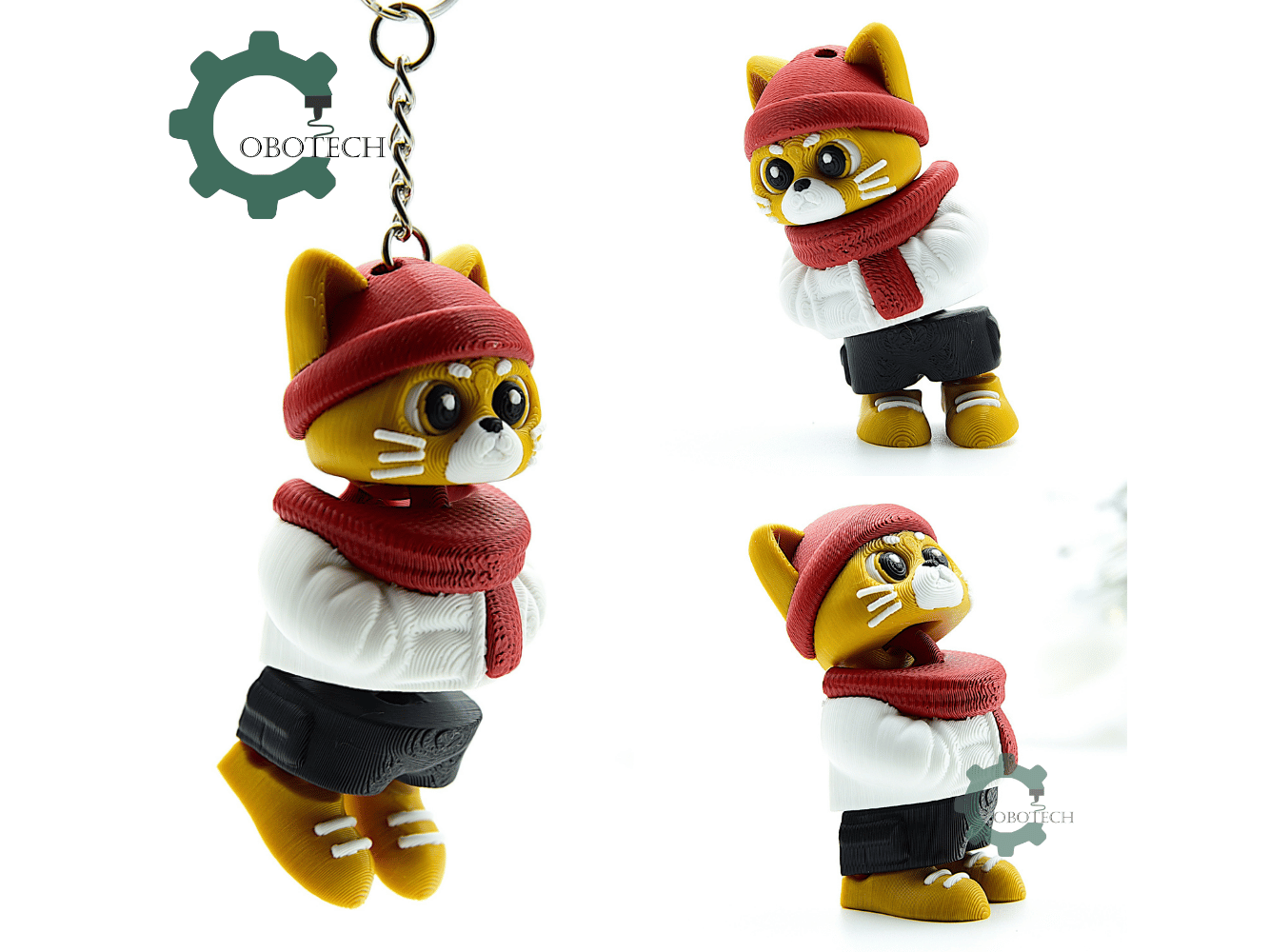🐱 Cobotech Winter Cozy Cat Articulated Keychain - Cute Backpack ...