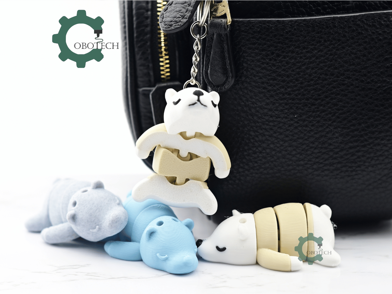 😴 Cobotech Cute Sleeping Bear Articulated Keychain - Cute Backpack ...