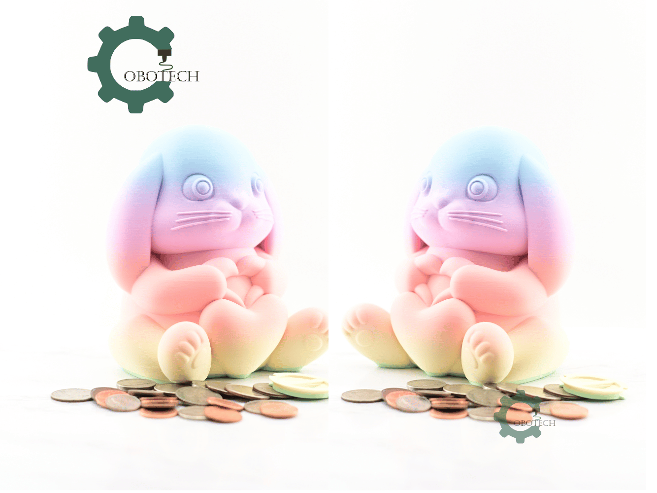 💜 Cobotech Cute Easter Bunny Holding A Heart Piggy Bank - Desk Decor ...